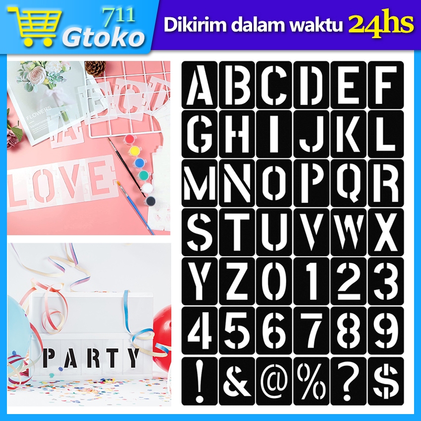 Jual 42Pcs/Set Stencil Angka & Huruf Cetakan Tulisan Alfabet Cat ...