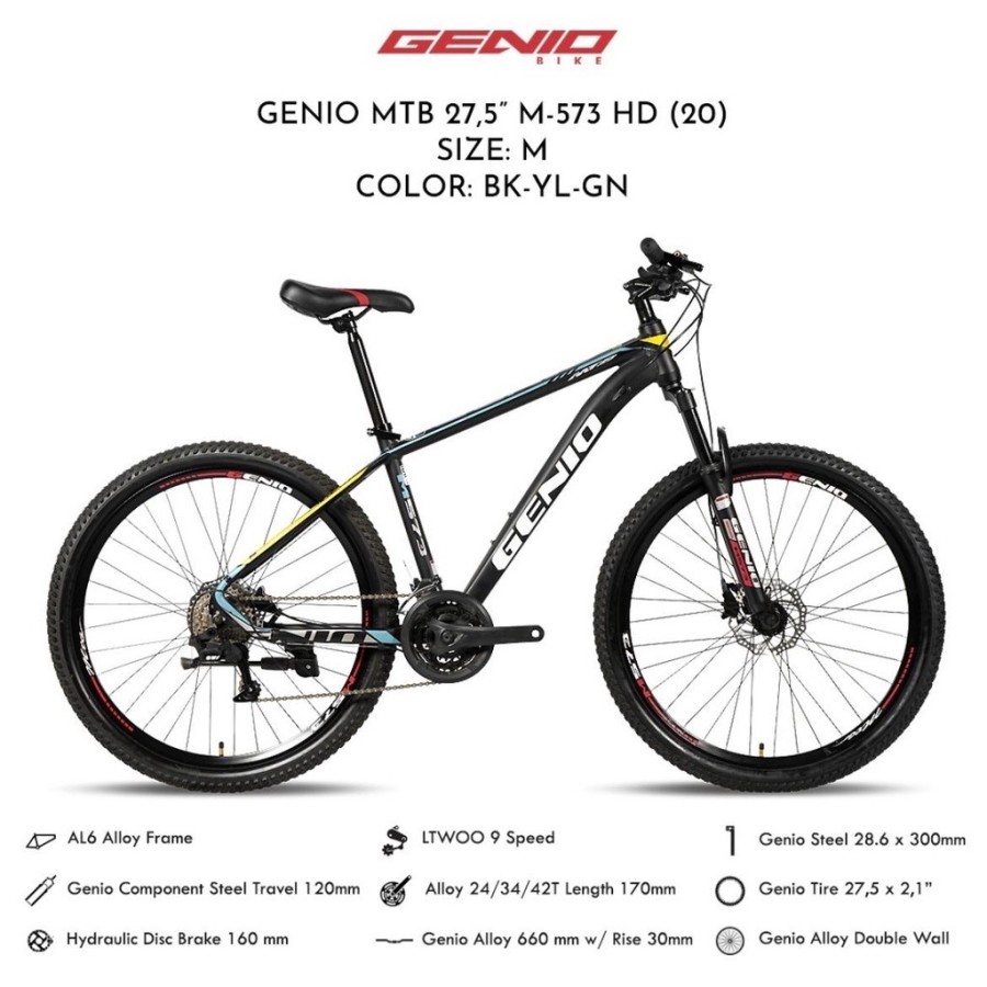 Jual Sepeda gunung mtb 27.5 inch frame alloy genio by united bike 27 speed rem oli hidrolik bisa ...