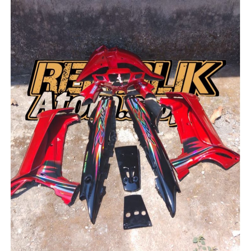 Jual cover body fizr f1zr custom hitam merah maron striping hologram ...