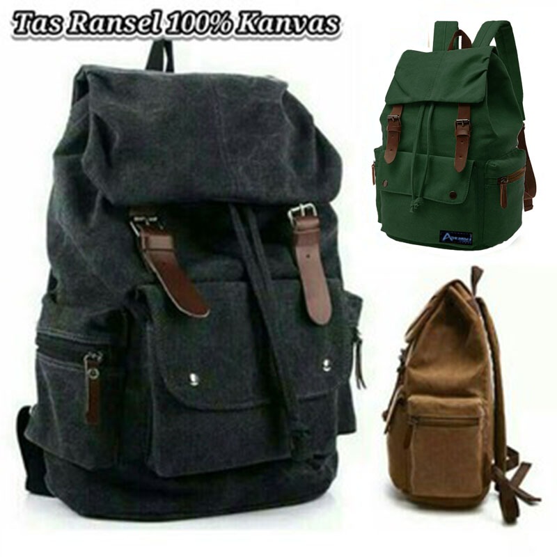 Jual ABSOLUTE Tas Ransel Hitam Laptop Unisex Bahan Kanvas Pria Wanita ...