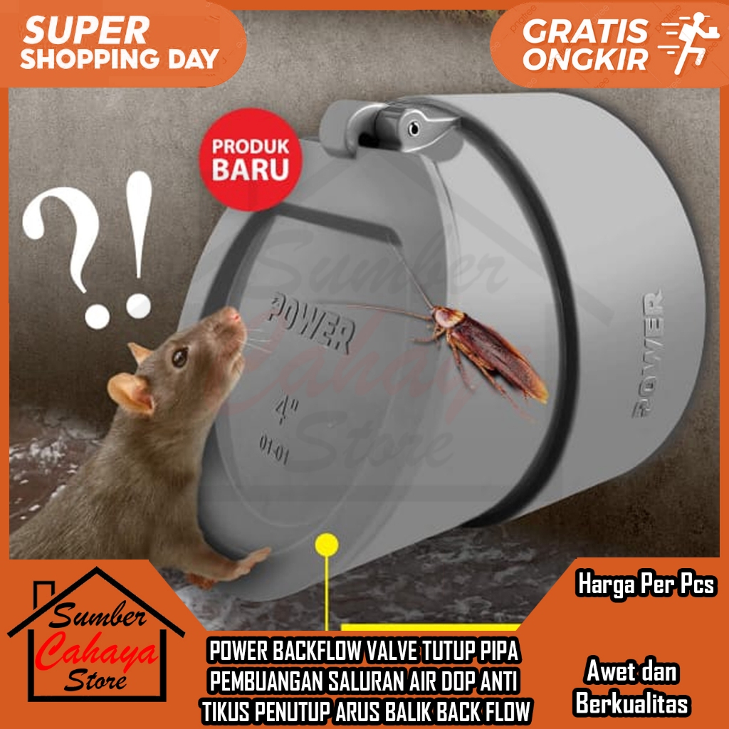 Jual Backflow Valve Pvc Power 3" 4" Inch Back Flow Anti Tikus Masuk ...