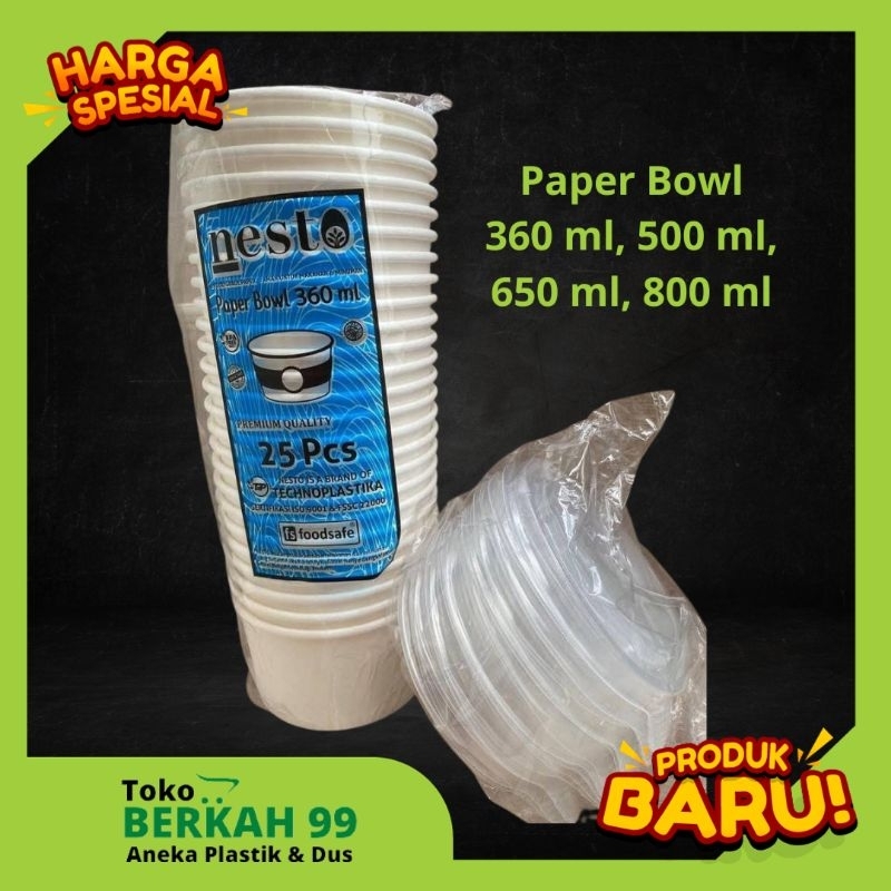 Jual rice bowl paper putih dan coklat cup bowl isi 25 paper bowl cup ...