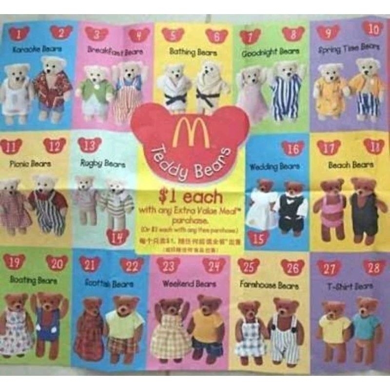 Jual Boneka Mc Teddy Bear McDonald year 1999 collectibles Teddy Bear ...