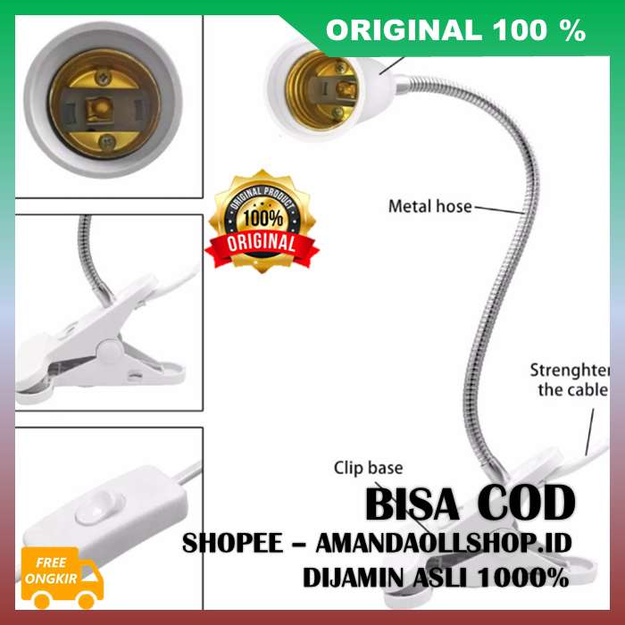 Jual Kap Lampu Meja Jepit Clamp Fitting Fleksible Fitting Lampu Belajar ...