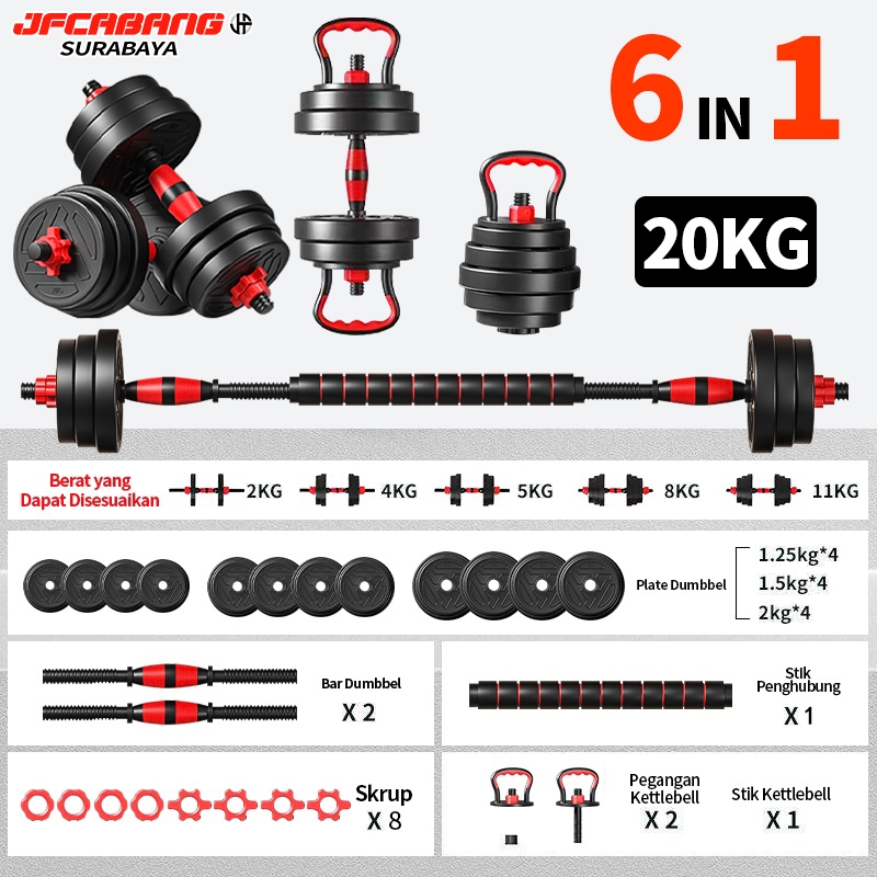 Jual Dumbell Barbell Fitness Set Peralatan 20KG / Alat Angkat Beban / Alat Fitness Rumah ...