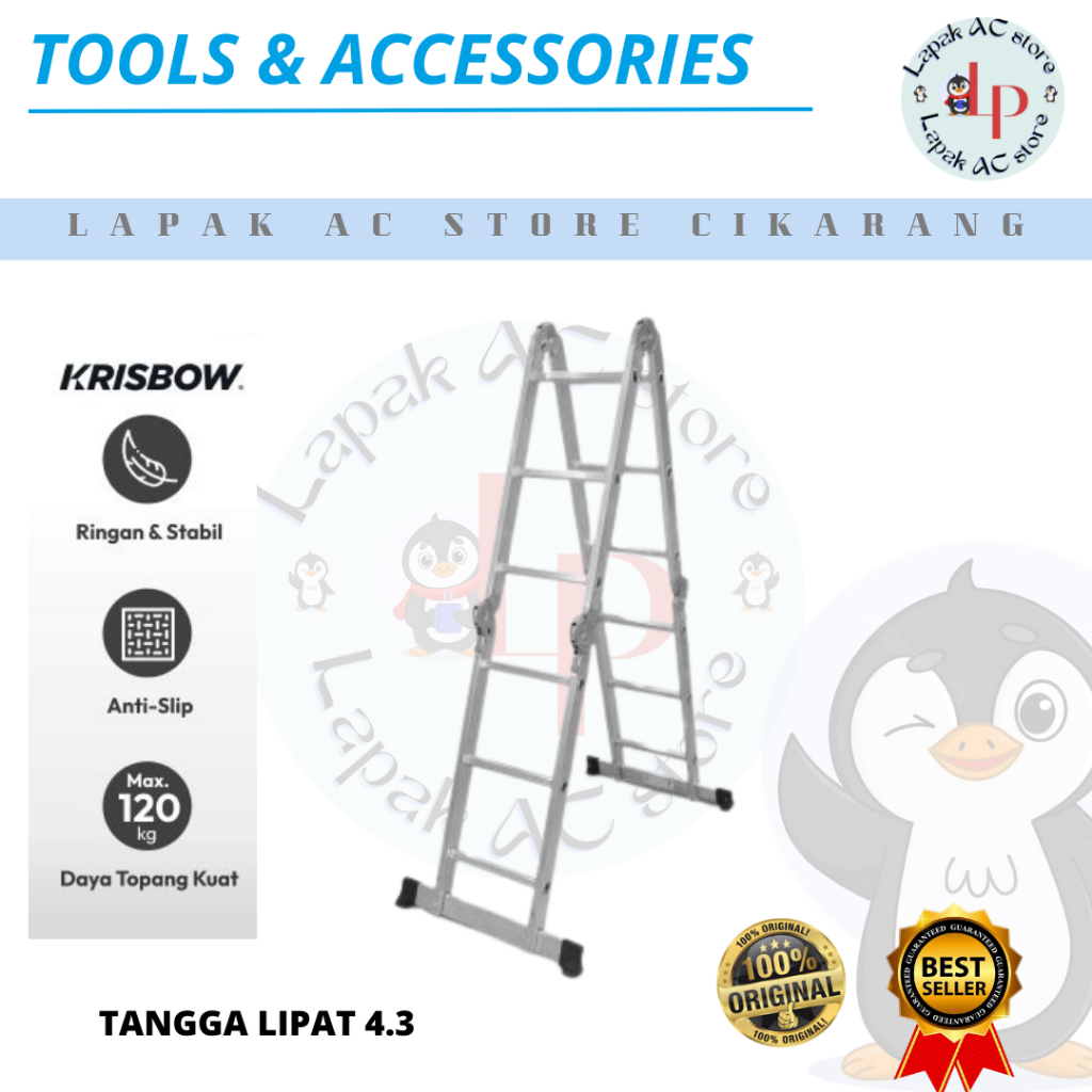 Jual Krisbow 4.3 Mtr Tangga Lipat Aluminium Multifungsi 4X3 Step ...