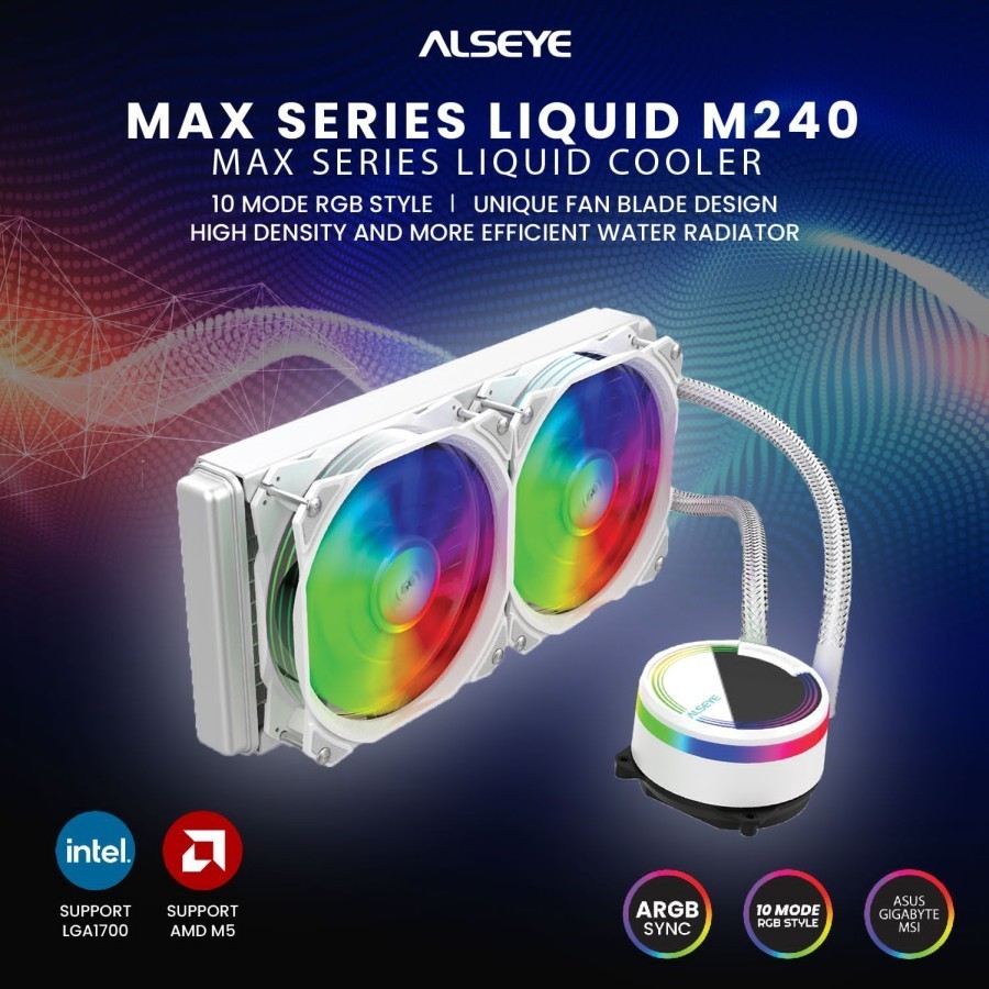 Jual Fan Processor RGB Alseye MAX M240 Liquid Cooler Dual Fan White ...