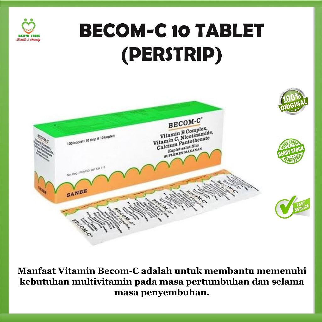 Jual BECOM-C 10 TABLET - Vitamin Daya Tahan Tubuh - Vitamin C - Vitamin ...