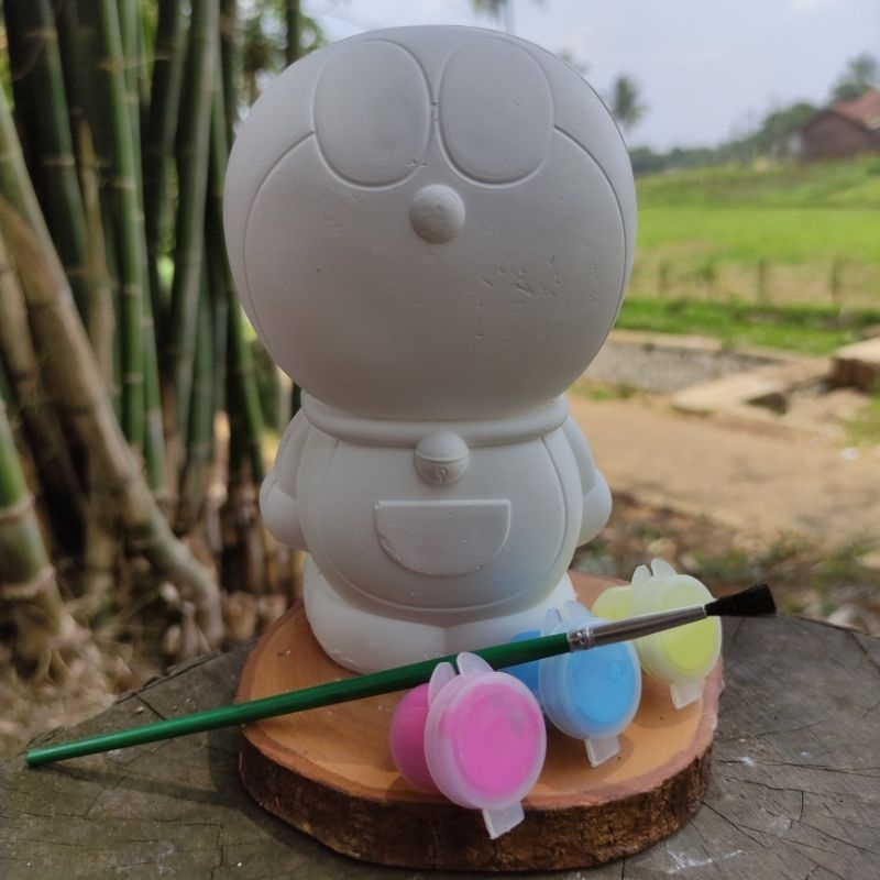 Jual paket hemat melukis patung gypsum doraemon 3warna 1kuas | Shopee ...