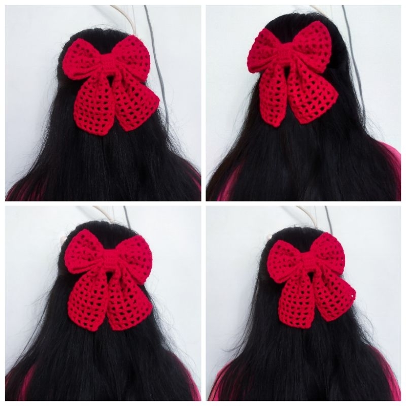 Jual Crochet Bow Hairclip / Jepit rambut pita rajut / Jepit rambut ...
