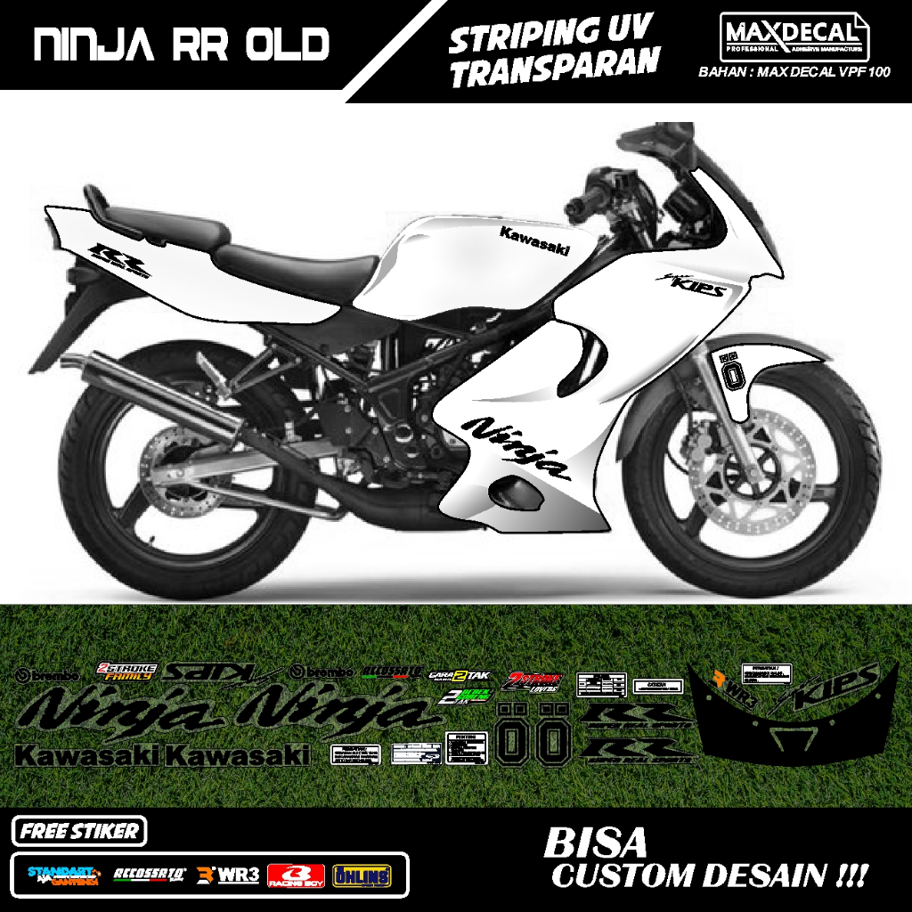 Jual striping ninja rr oldtransparan racing minimalis merah hijau biru ...