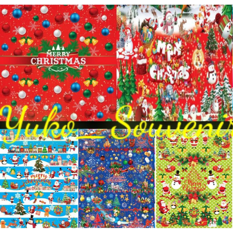 Jual kertas Kado Natal Kertas Kado Christmas Glossy Tebal Kertas Natal ...