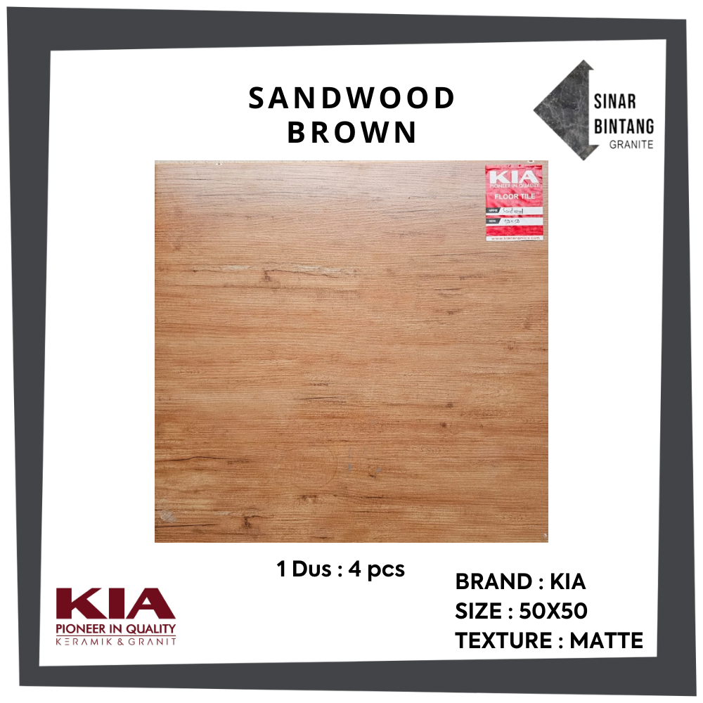 Jual Keramik Ruangan | Keramik Lantai 50X50 Sandwood Brown KIA | Shopee Indonesia