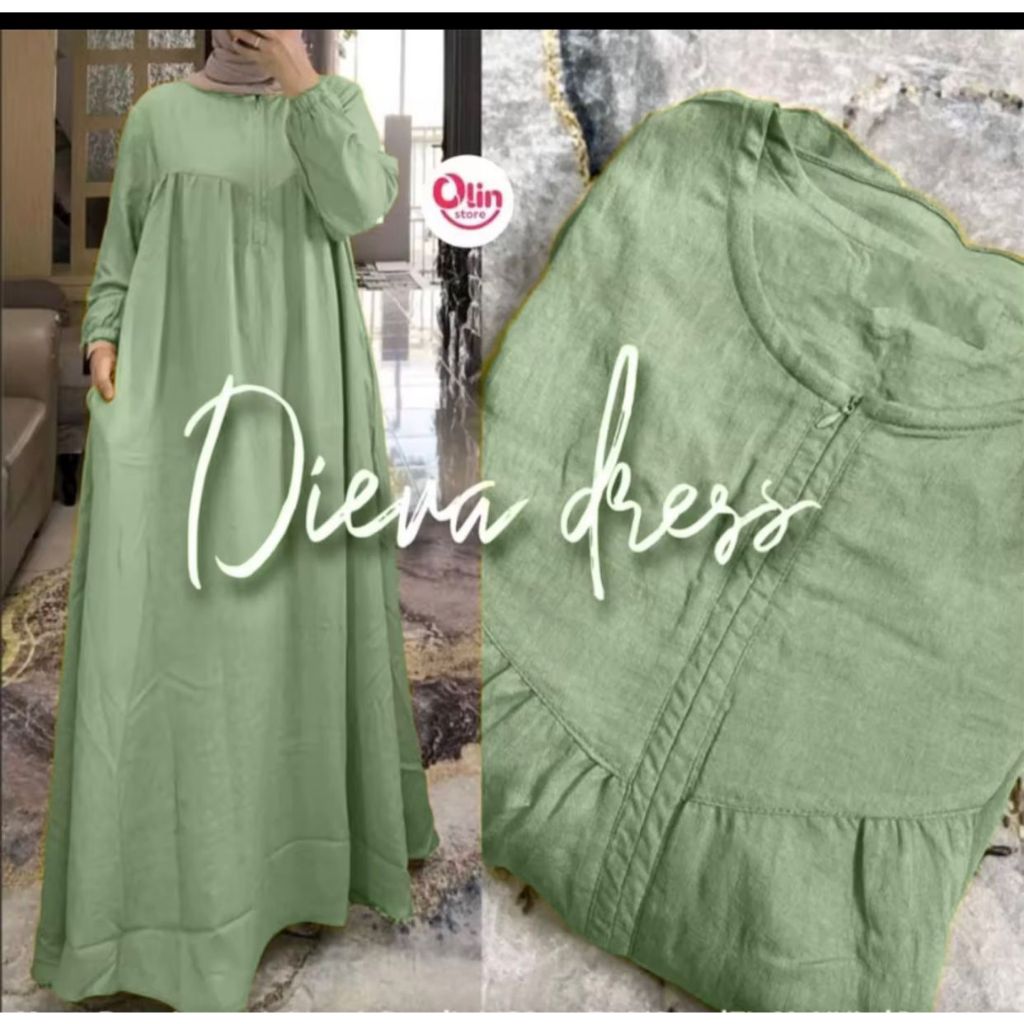 Jual Diera Maxi Dress Gamis Busui Basic Abaya Bahan Crinkle Airflow Gamis Modern Simple Elegan ...