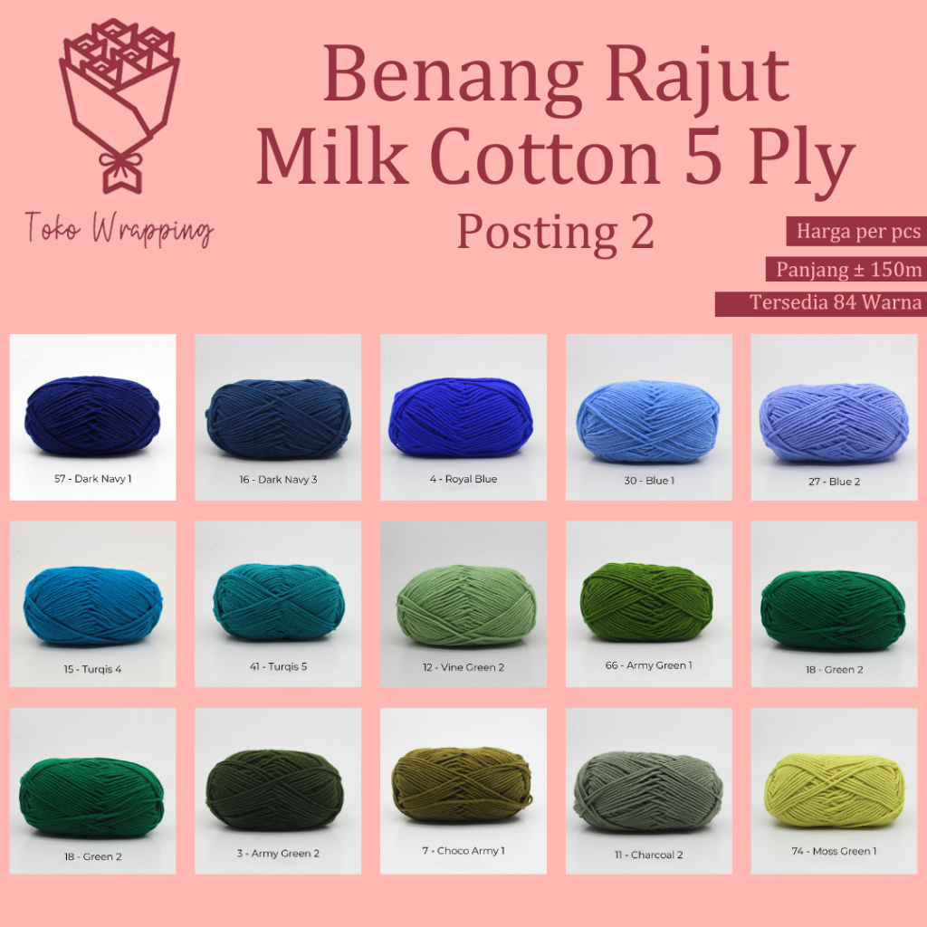Jual Benang Rajut Katun Susu Import 5ply Big Ply (50gr) / Milk Cotton ...