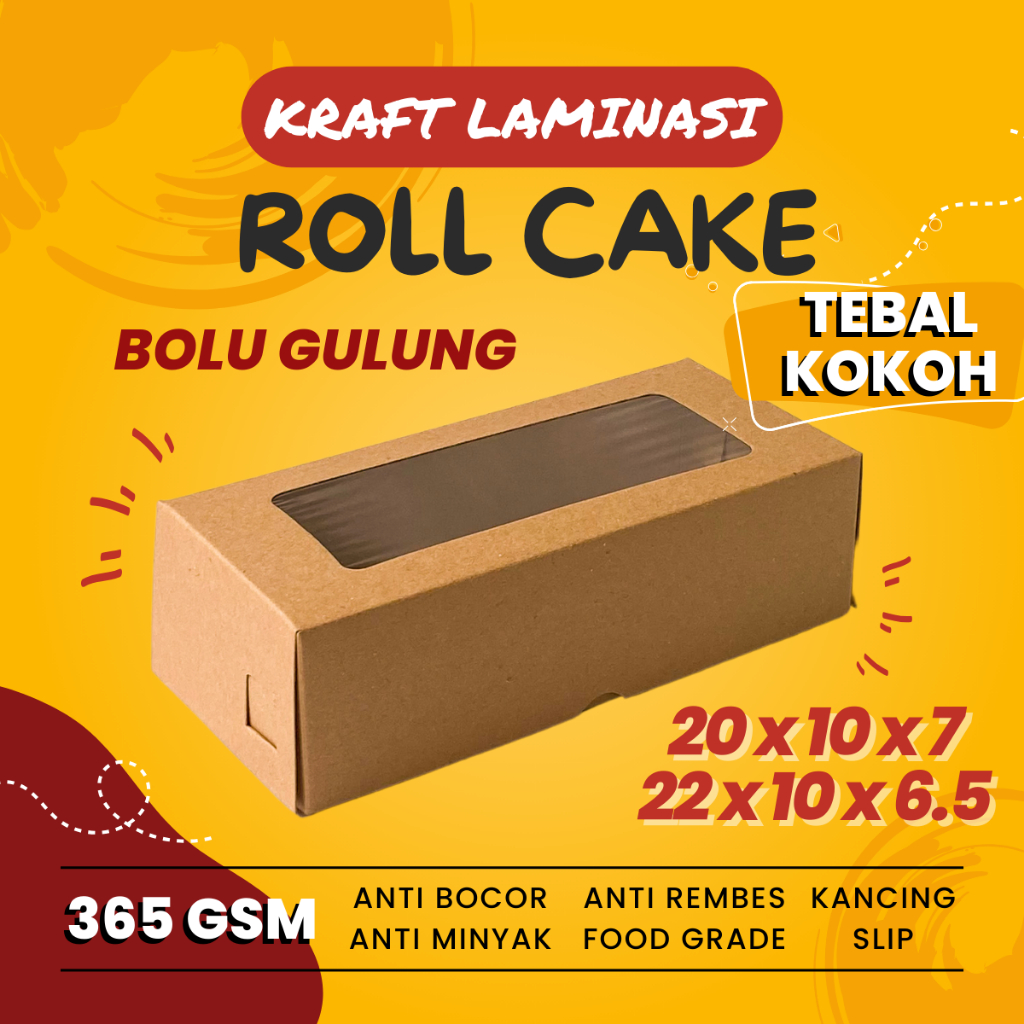 Jual Box Kue Bolu Gulung Kemasan Roll Cake Snack Roti 20x10x7 22x10x6.5 ...
