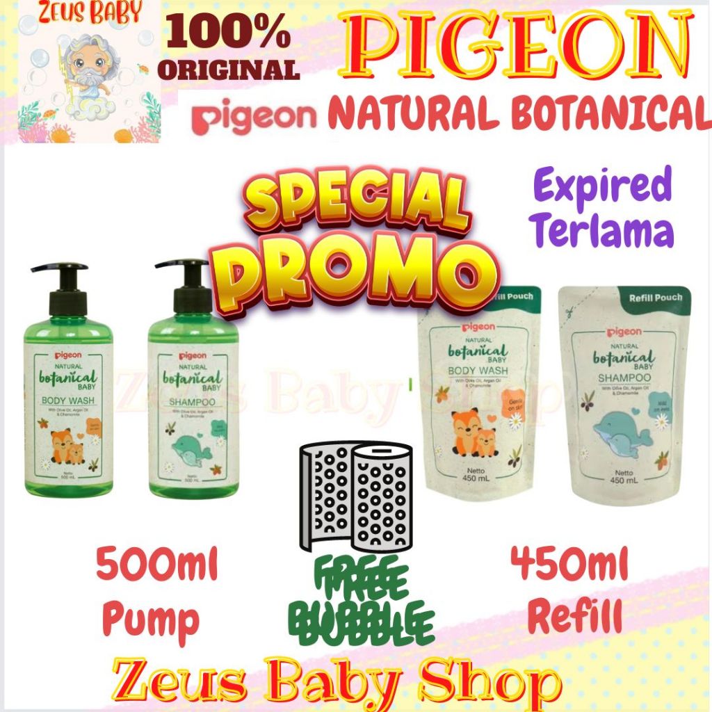 Jual PIGEON Botanical Baby Shampoo 450ML Refill Pouch | Shampoo Cair ...