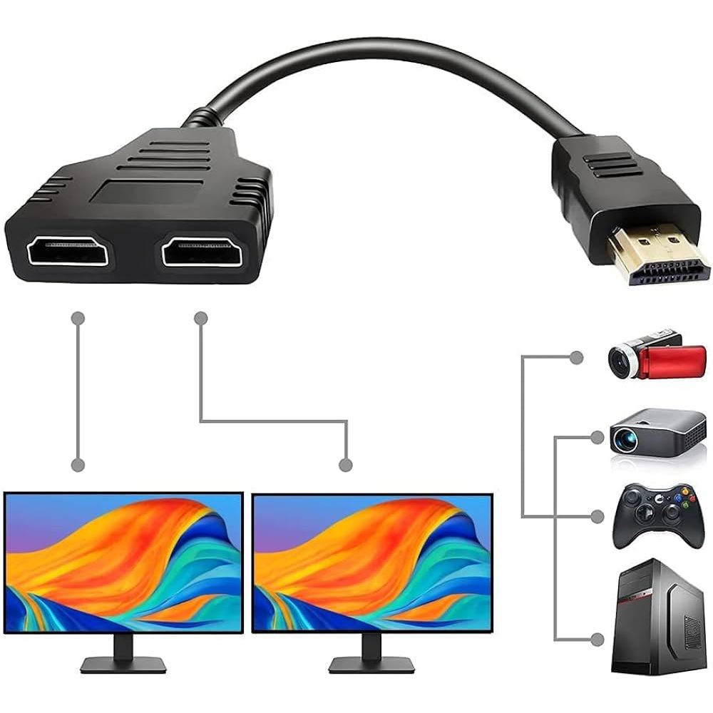 Jual Kabel HDMI splitter 2 port tanpa power 1 in 2 out | Shopee Indonesia