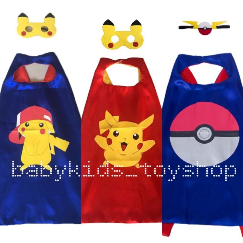 Jual Kostum pikachu pokemon jubah topeng cape mask | Shopee Indonesia