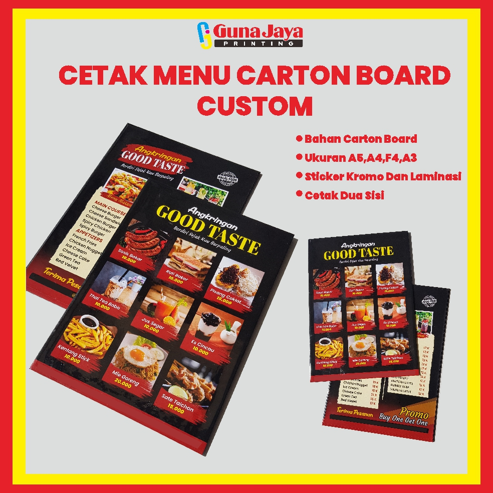 Jual CETAK MENU CARTON BOARD/ MENU KARTON BOARD TEBAL/TERMURAH/CETAK ...