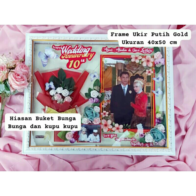 Jual FRAME/BINGKAI DESAIN BUKET BUNGA KUPU KUPU ANNIVERSARY 40X50 CM ...