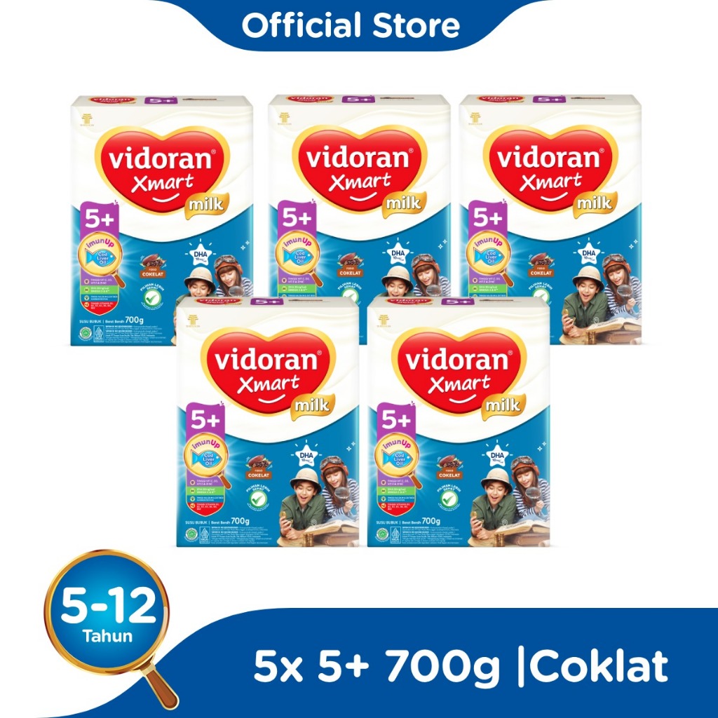 Jual vidoran Xmart 5+ Coklat 700gr Susu Formula Pertumbuhan Anak 5 - 12 ...