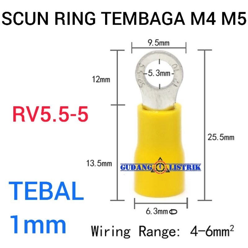 Jual RV5-5 Scun Ring 5.3mm Skun Tembaga Konektor Kabel Cincin Untuk ...
