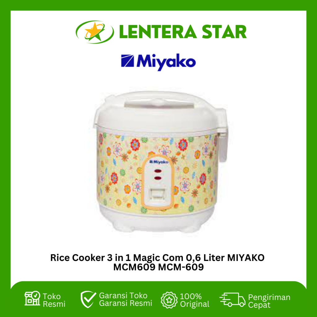 Jual Rice Cooker 3 in 1 Magic Com 0,6 Liter MIYAKO MCM609 MCM-609 ...