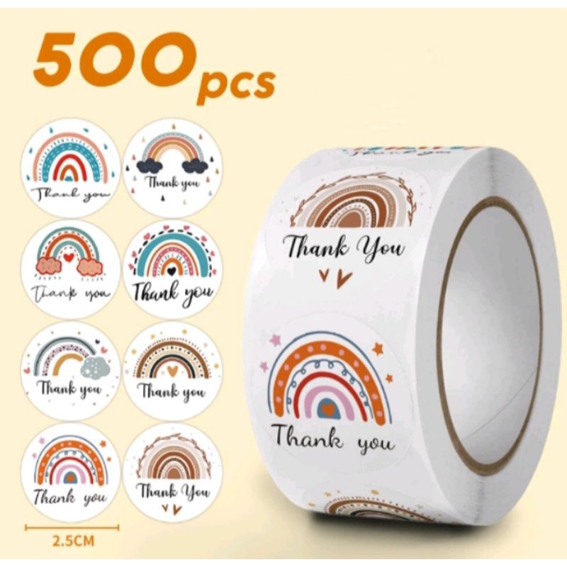 Jual 1 Roll 500 PCS Sticker Thank You Sticker Label Makanan Sticker ...