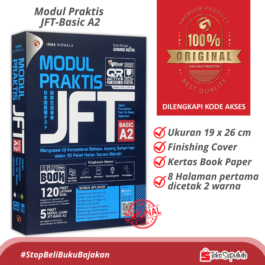 Jual Buku Uji Kompetensi Bahasa Jepang - Modul Praktis JFT Basic A2 ...
