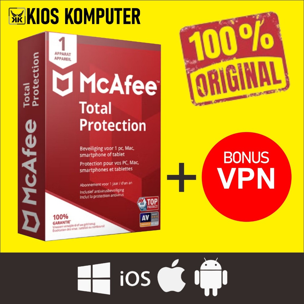 Jual 100% ORIGINAL MCAFEE ANTIVIRUS + VPN TOTAL PROTECTION 1-10 TAHUN | Shopee Indonesia