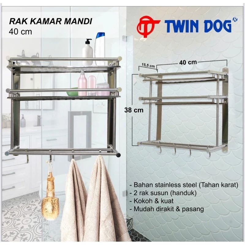Jual Rak Twin Dog Rak Stainless Susun 2 Rak Kamar Mandi Rak Serbaguna ...