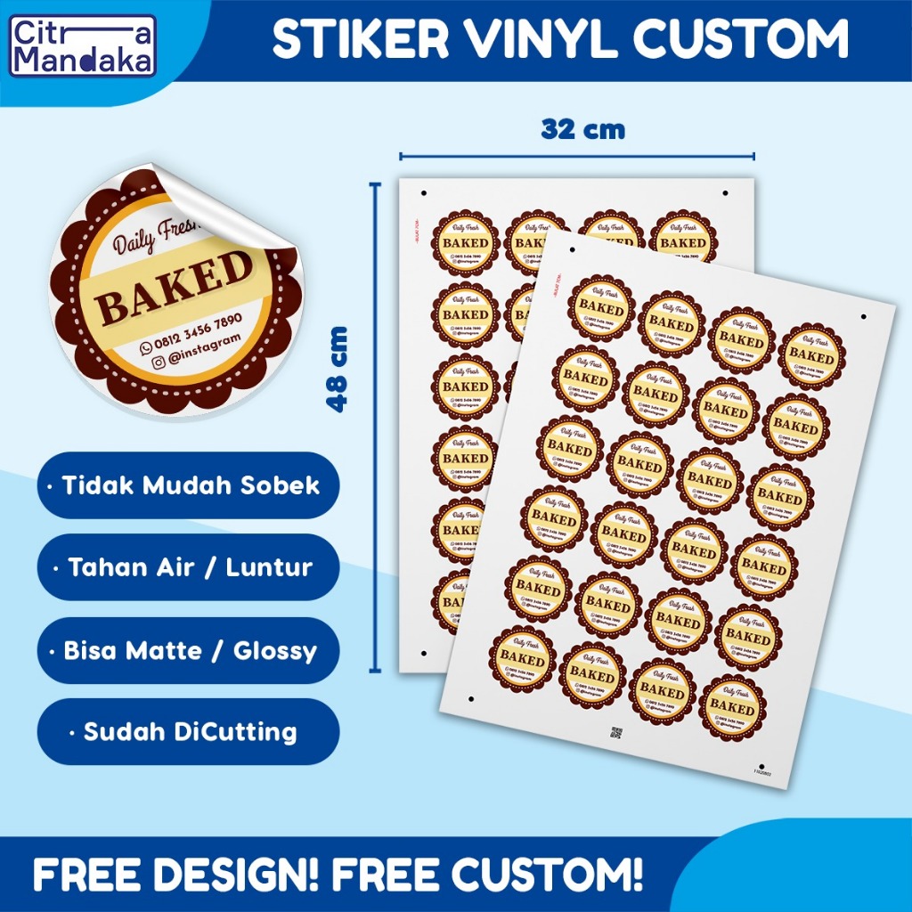 Jual Stiker Vinyl Waterproof Custom Label Kemasan Brand Jualan Makanan ...