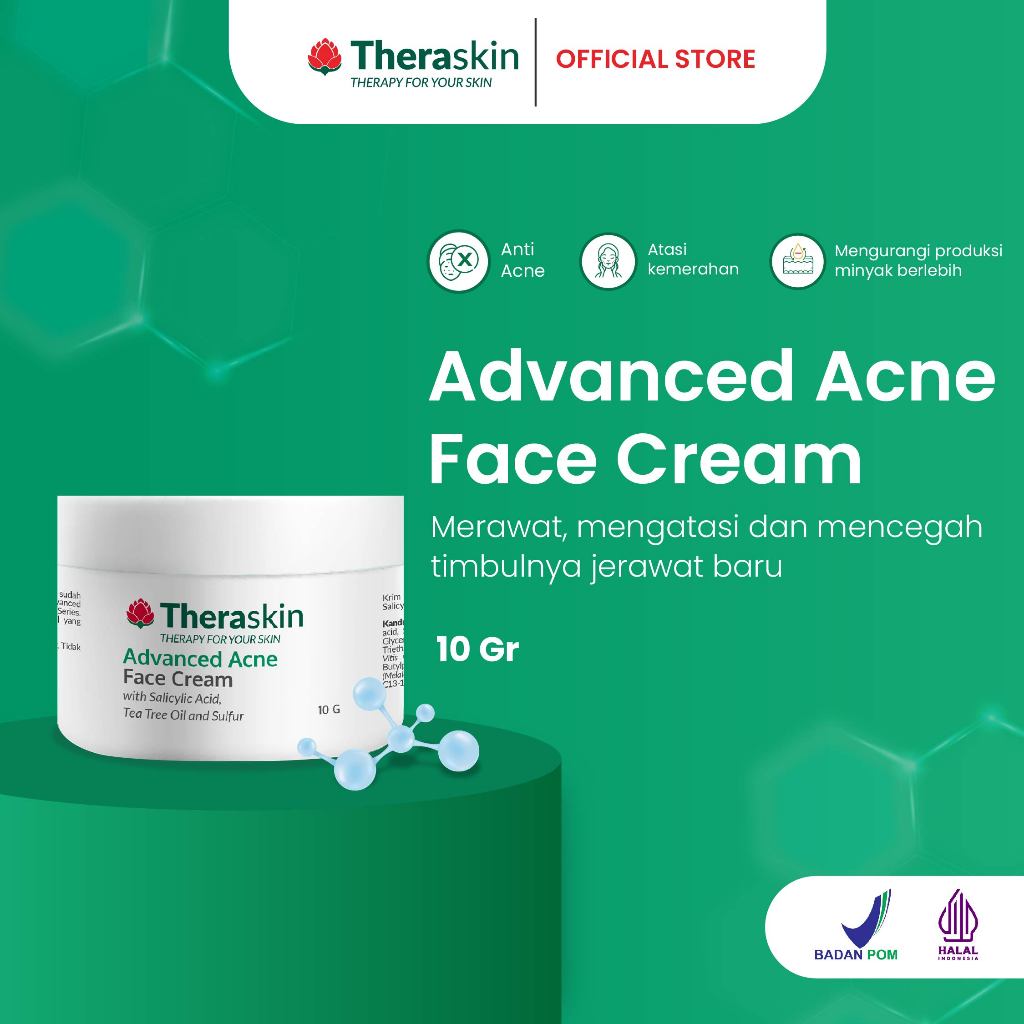Jual Theraskin BPOM Advanced Acne Face Cream - Krim anti-acne untuk ...