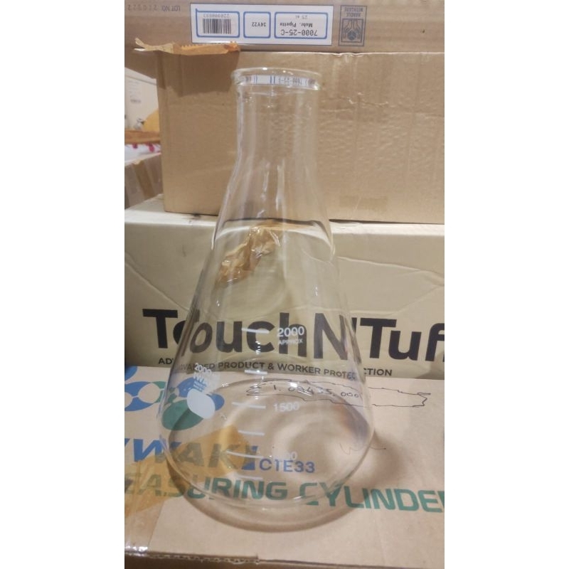 Jual Erlenmeyer Flask Iwaki 2000 ml / 2 liter 4980FK2000 Best Quality | Shopee Indonesia