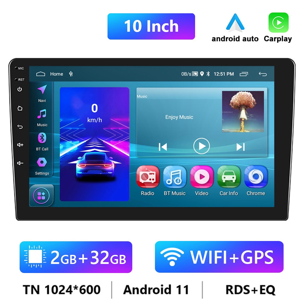 Jual 7 9 10 Inch 2+32G/4+32G Android 12 Radio Stereo Mobil 2GB RAM 32GB ROM Bluetooth WiFi GPS ...
