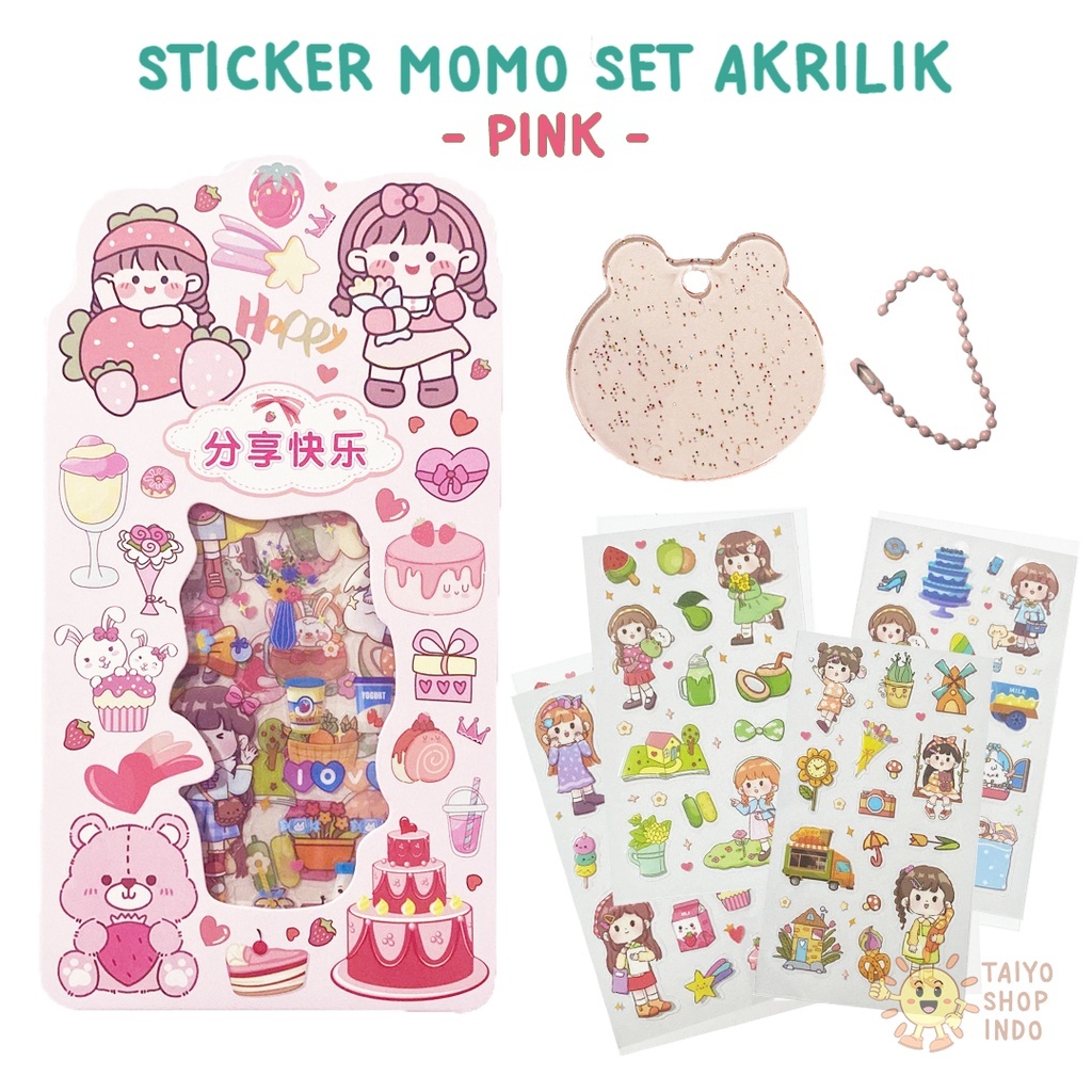 Jual TAIYO Sticker Aesthetic Momo 2D Stiker Pack Isi 20 Lembar Kartun ...