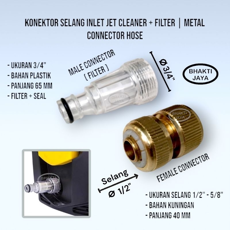Jual Konektor Selang Inlet Jet Cleaner + Filter | Metal Connector Hose ...