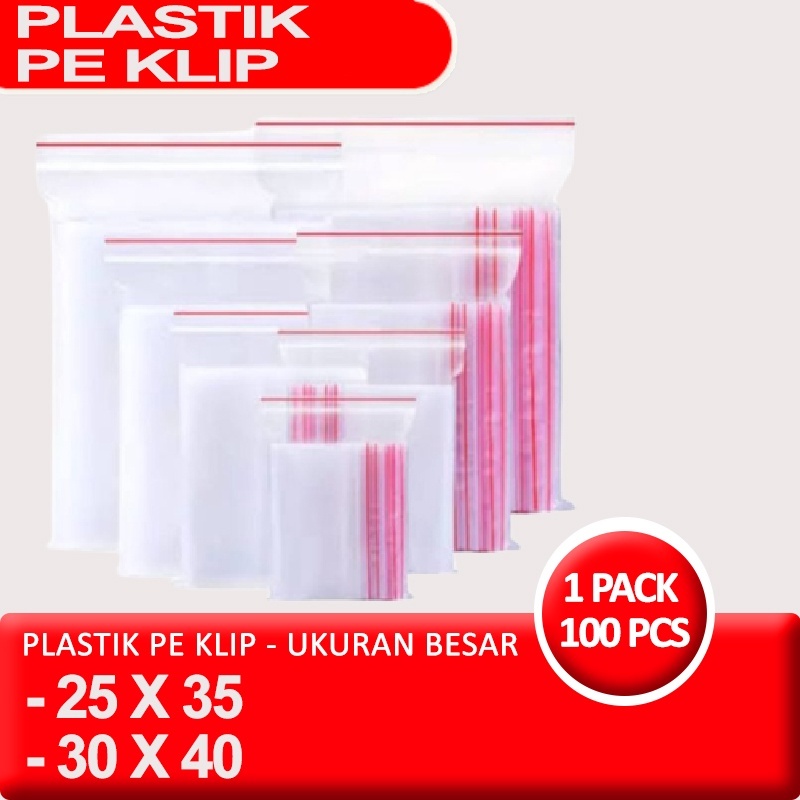 Jual PLASTIK KLIP / PLASTIK ZIPLOCK ISI 100 LEMBAR (PER PACK) plastik ...