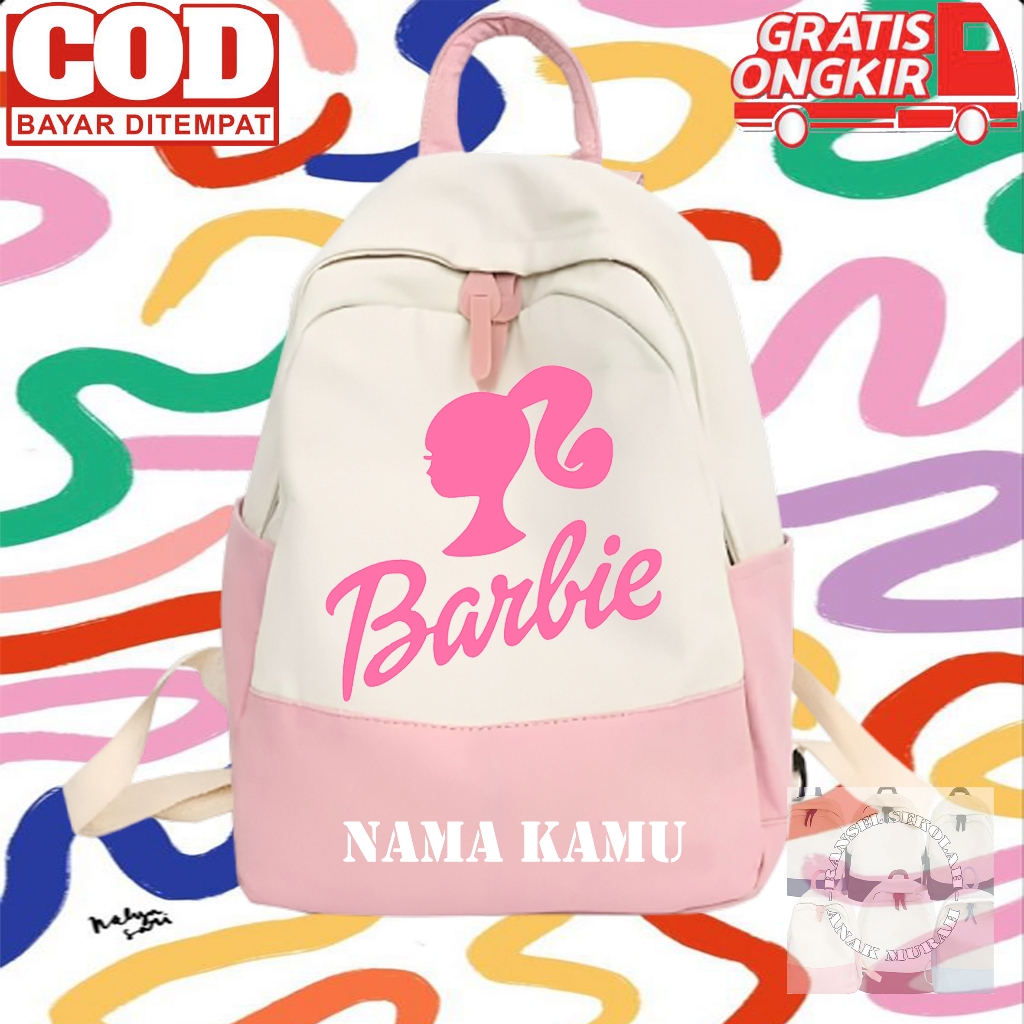 Jual (GRATIS NAMA) Tas Ransel Sekolah Anak Motif Barbie Logo Terbaru ...