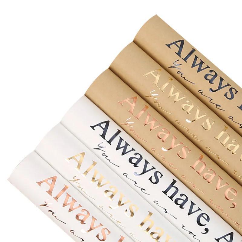 Jual CRAFT PAPER FOIL TEXT VINTAGE CRAFT PAPER KERTAS BUKET PEMBUNGKUS ...