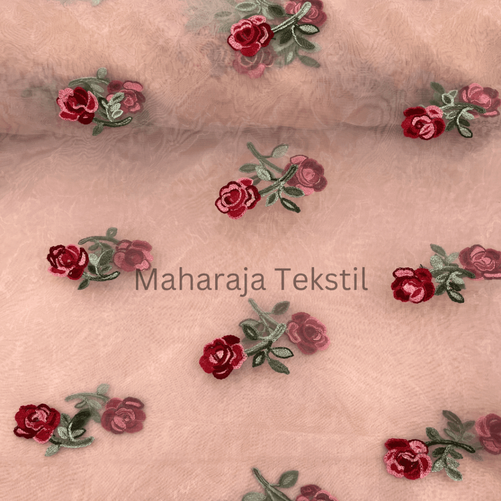 Jual Kain Organza Motif Bordir / Organza Corak Bunga / Organdy Bordir ...