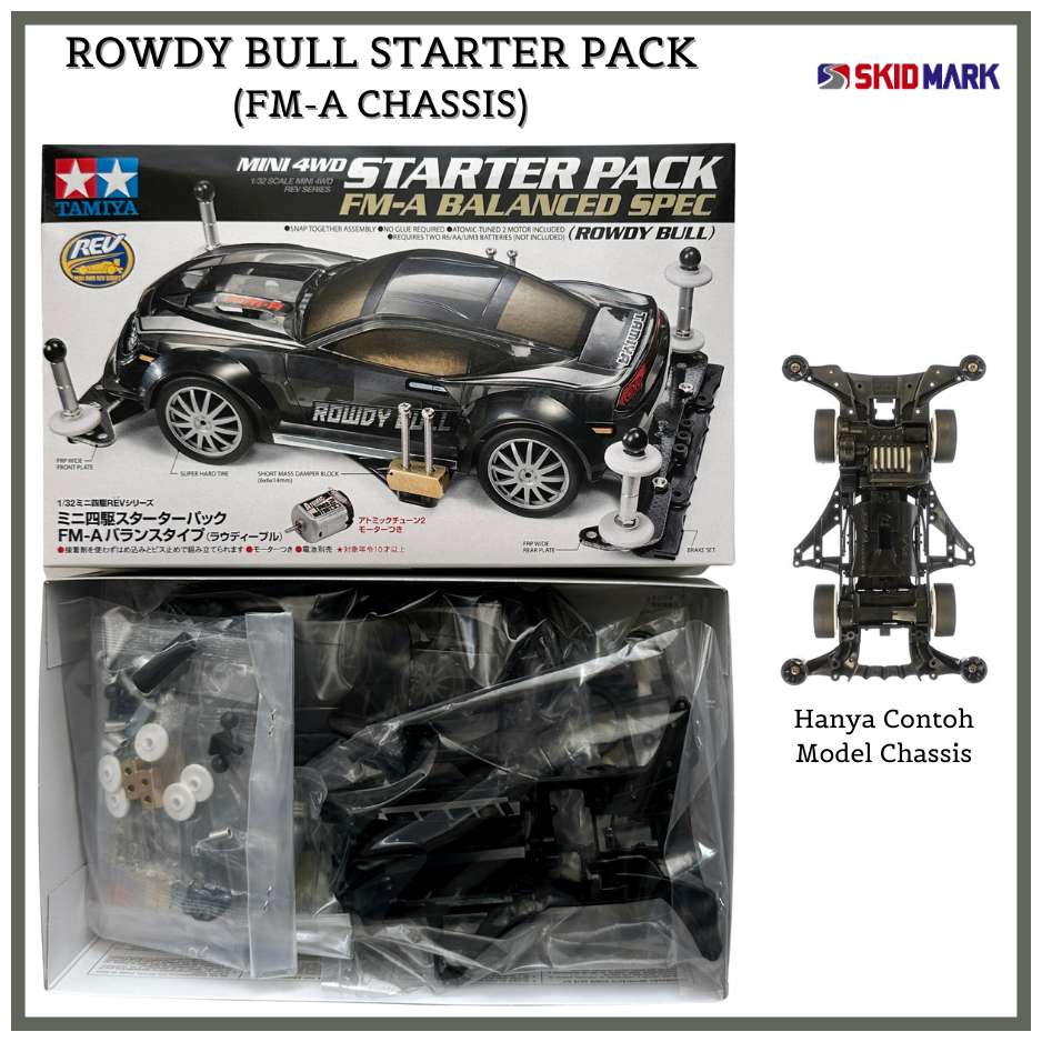 Jual Mobil Rakit Tamiya Mini 4WD - Rowdy Bull Starter Pack FM-A Chassis ...