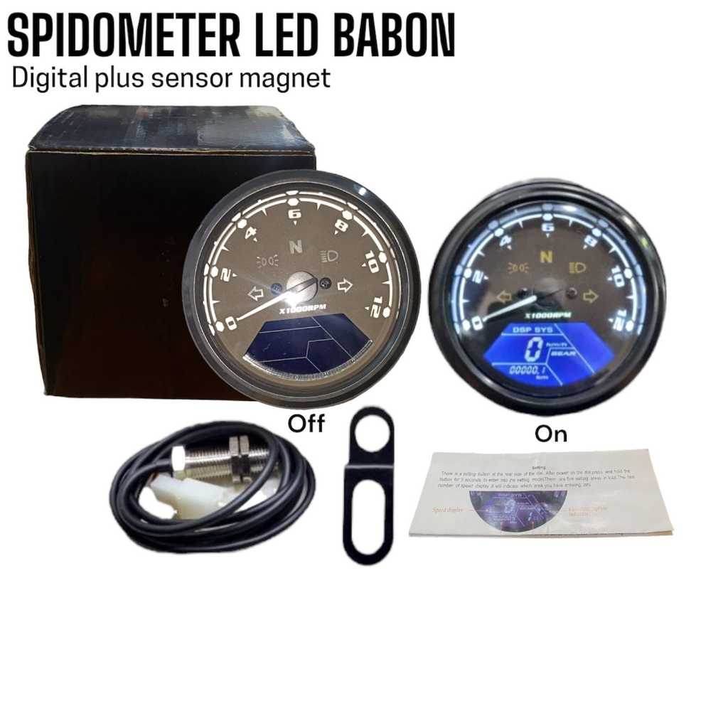 Jual SPEEDO BABON SPEEDOMETER BABON BULAT LED DIGITAL PLUS SET SENSOR ...
