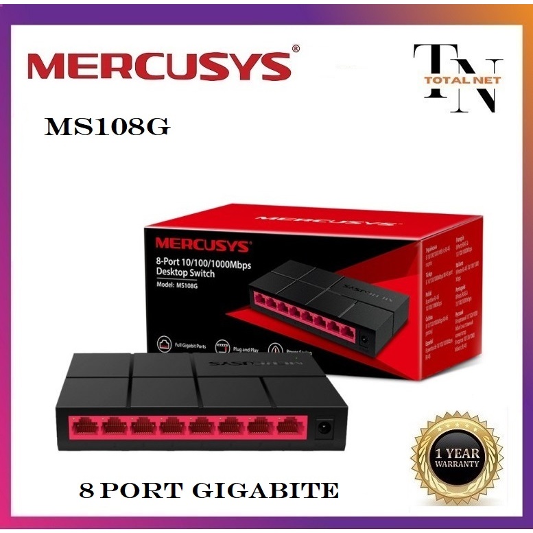 Jual Mercusys MS108G 8Port Gigabit 10/100/1000Mbps Desktop Switch Hub ...