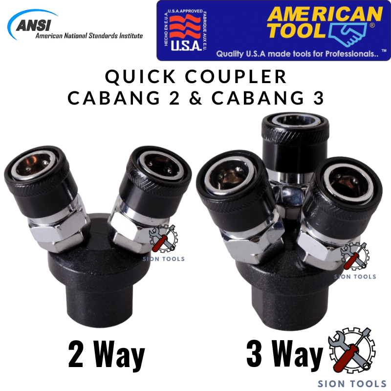 Jual AMERICAN TOOL COUPLER KOMPRESSOR CABANG 2 CABANG 3 QUICK COUPLING ...
