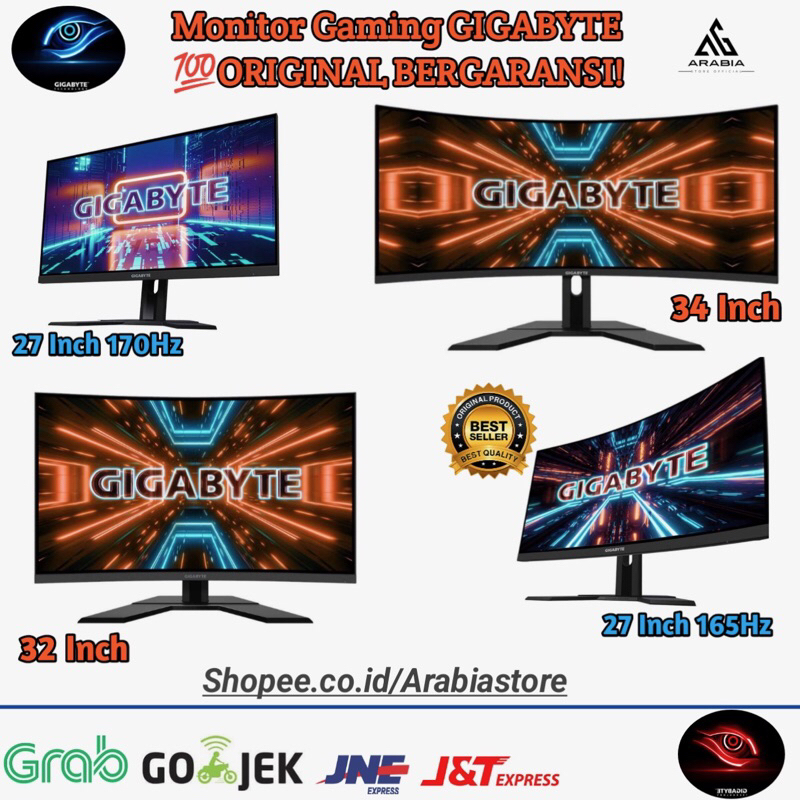Jual GIGABYTE Curved Gaming Monitor 34 Inch 144Hz, 32 Inch 165Hz, 27 ...