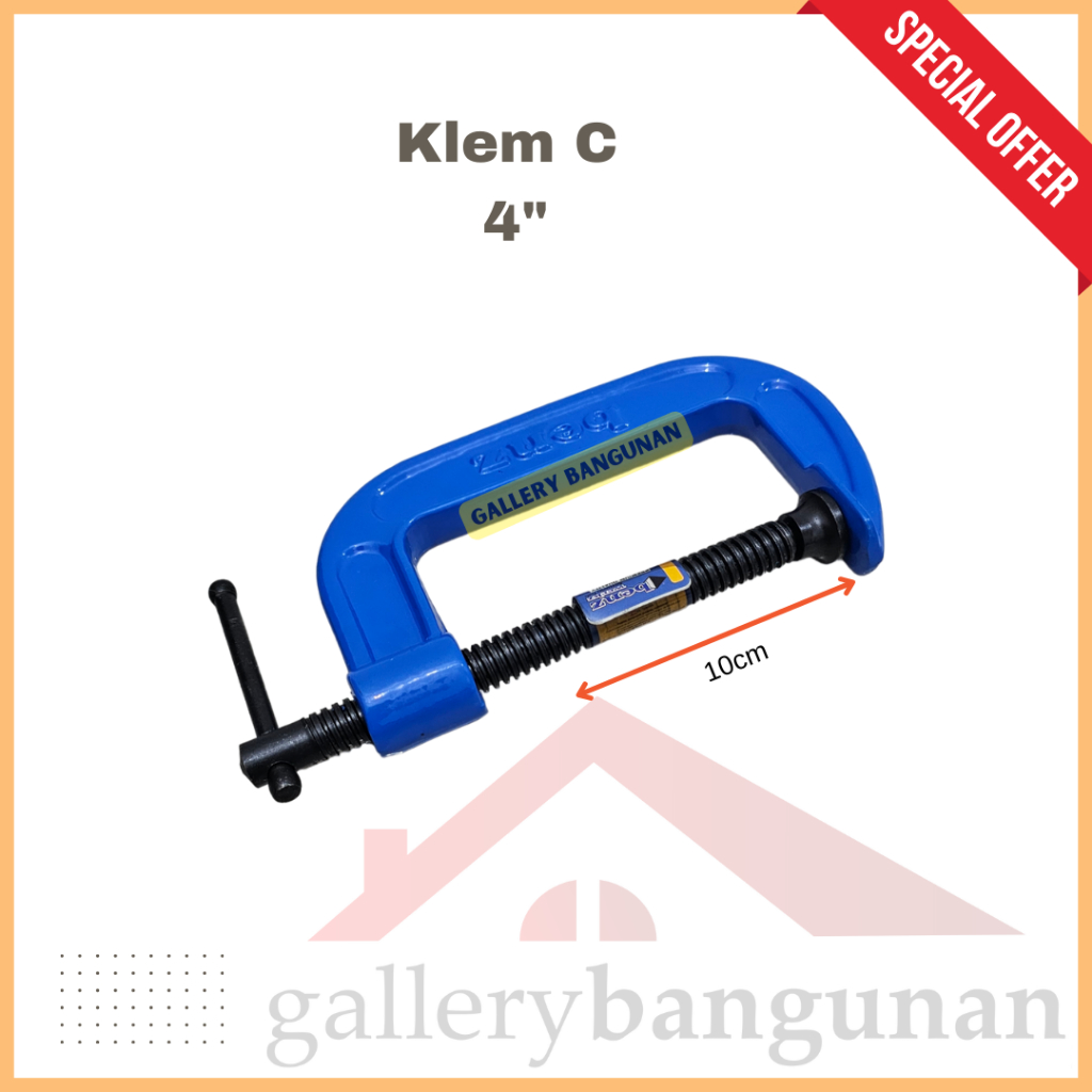 Jual Klem C 4in inch Catok Kayu Woodworking Clamp Penjepit Jepit Besi ...