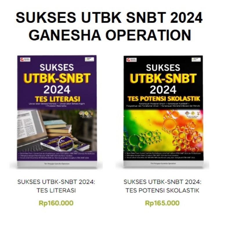 Jual BUKU SUKSES UTBK-SNBT 2024 GANESHA OPERATION (LITERASI & SKOLASTIK) | Shopee Indonesia