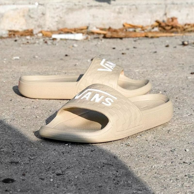 Jual SANDAL VANS / VANS SLIDE ON SLIPPER CREAM WHITE CHECKERBOARD ヴァンズ ...